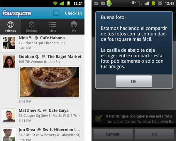 Foursquare, nueva actualización para los terminales Android