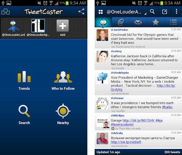 TweetCaster for Twitter se adapta un poco más a Android
