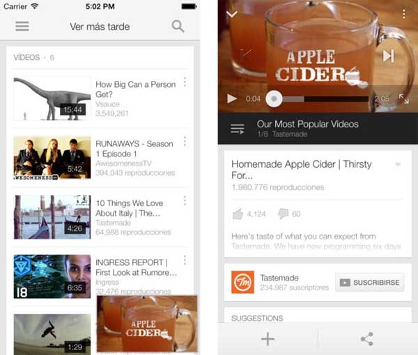 La app de YouTube se acomoda a iOS 7