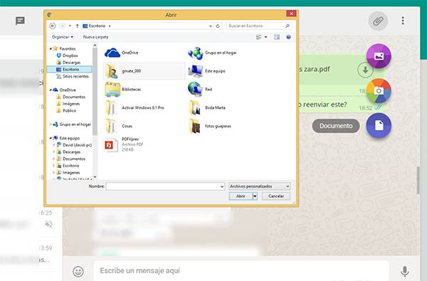 Cómo compartir documentos a través de WhatsApp Web