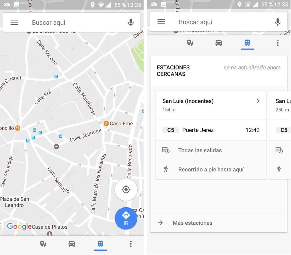 Cómo consultar paradas y horarios de bus con Google Maps