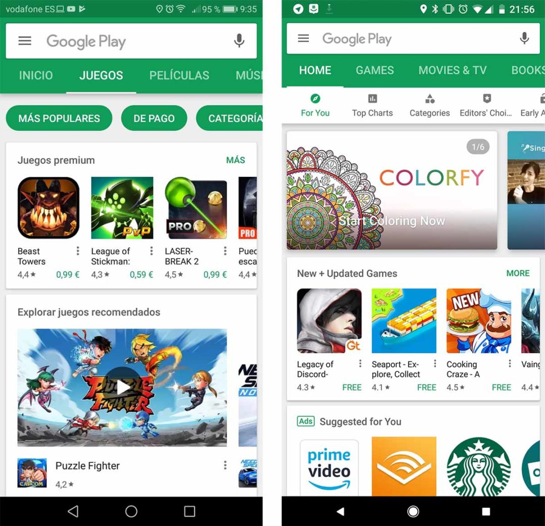 Este es el nuevo aspecto de Google Play Store en Android