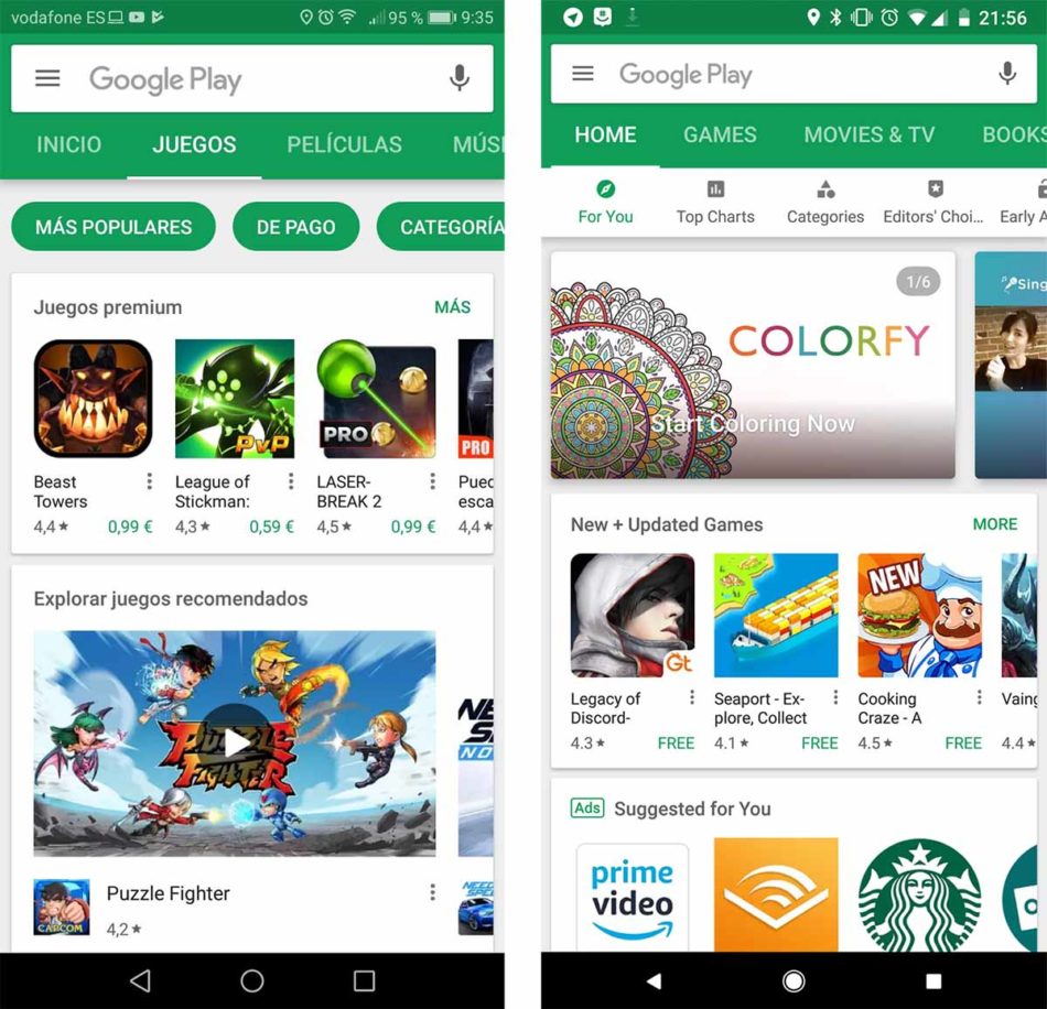 Este es el nuevo aspecto de Google Play Store en Android