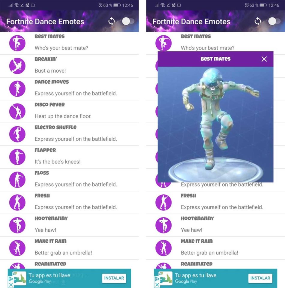 Cómo tener todos los bailes de Fortnite en tu móvil Android