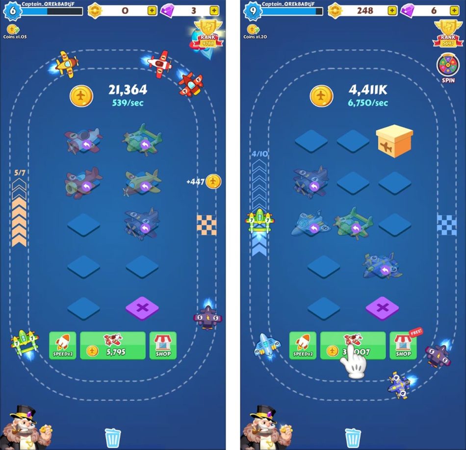 Cómo ganar dinero más rápido en el juego de aviones Merge Plane