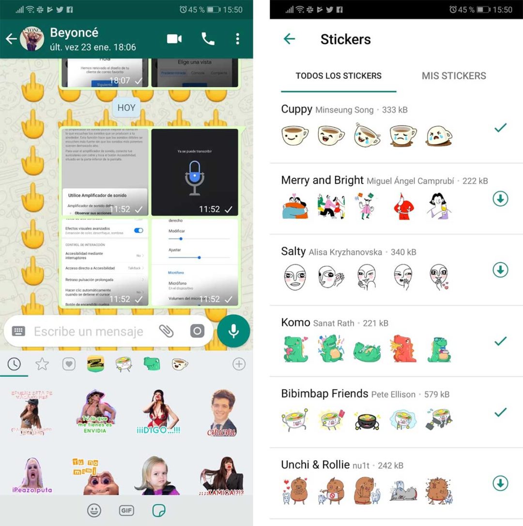 Cómo descargar stickers de WhatsApp de uno en uno