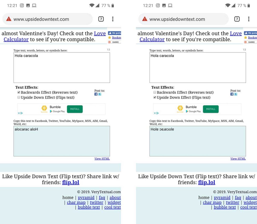 Cómo escribir mensajes y texto al revés en WhatsApp e Instagram