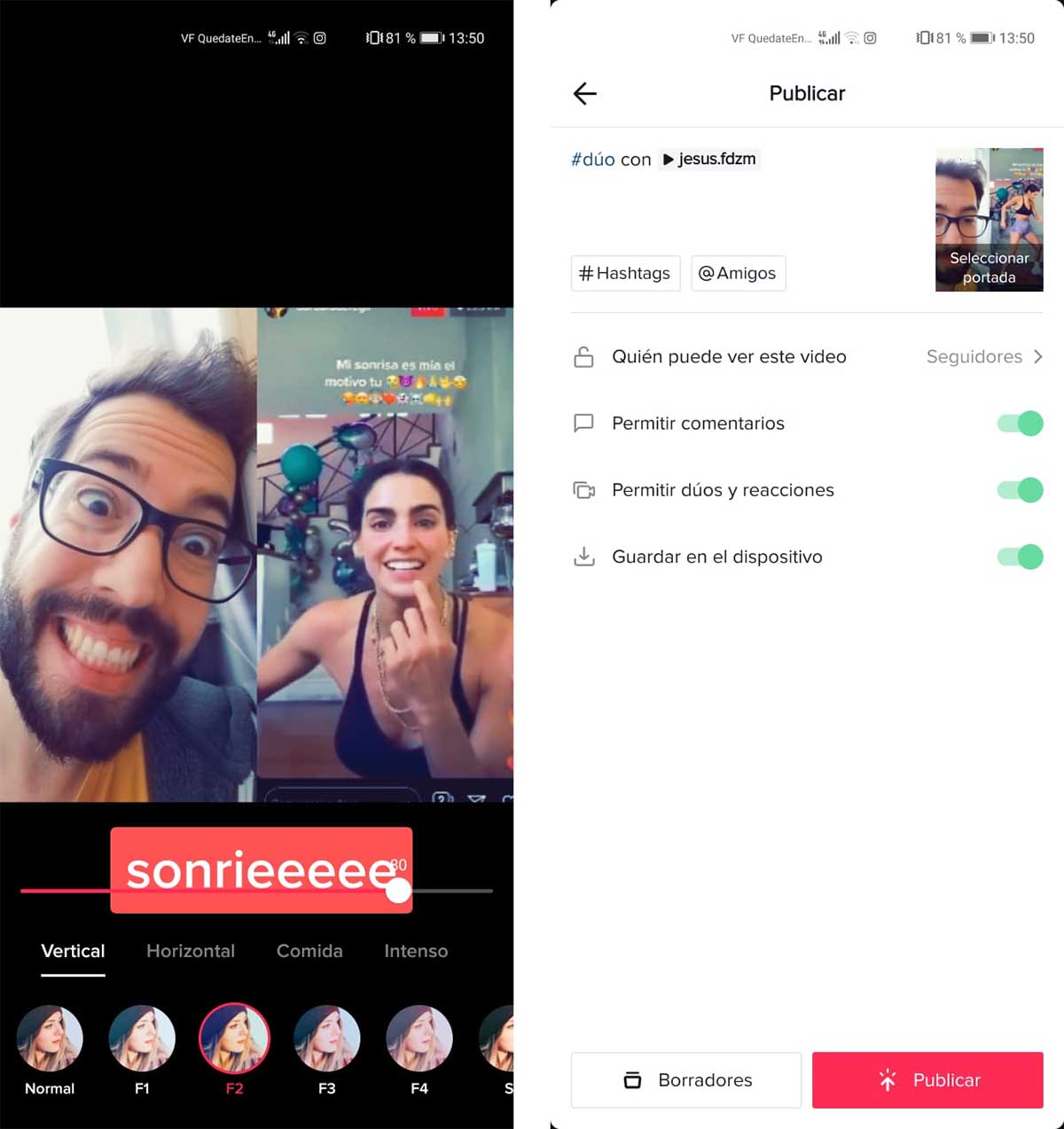 Cómo crear dúos o montar dos vídeos en un mismo TikTok