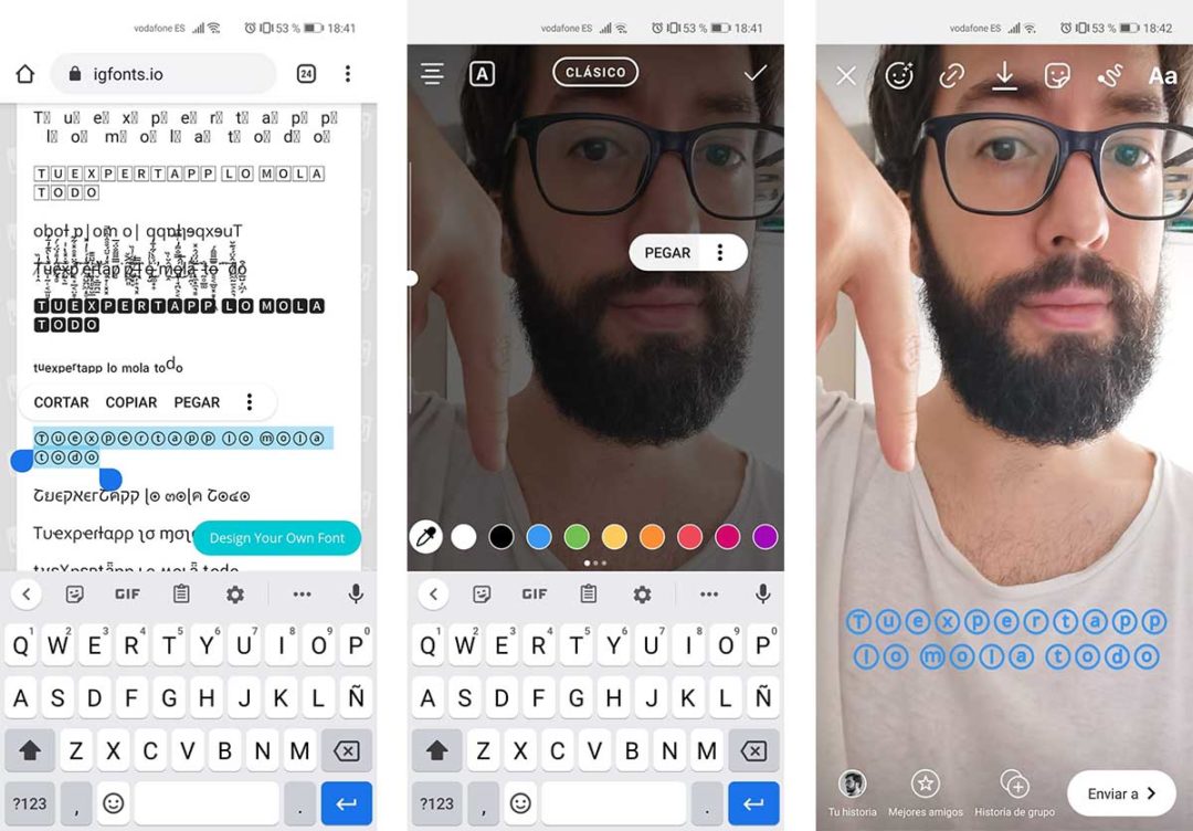 Cómo usar diferentes tipos de letras en Instagram stories