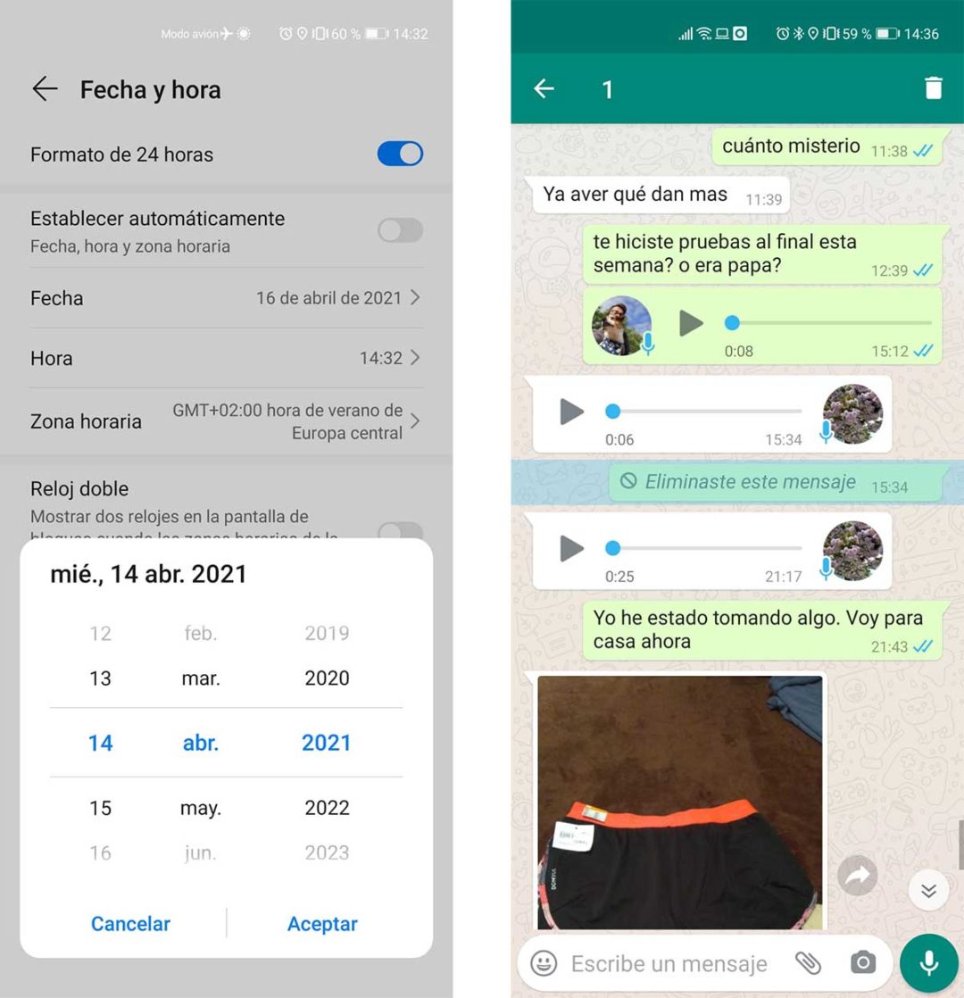 Cómo eliminar mensajes para todos después de horas en WhatsApp