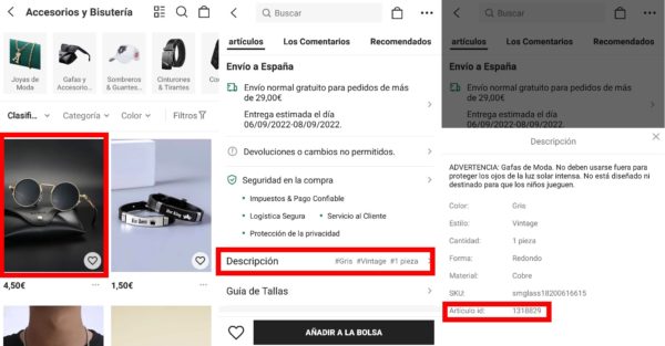 Cómo ver el código de la ropa en Shein