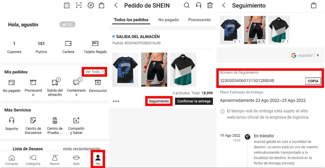 Cómo ver el código de la ropa en Shein