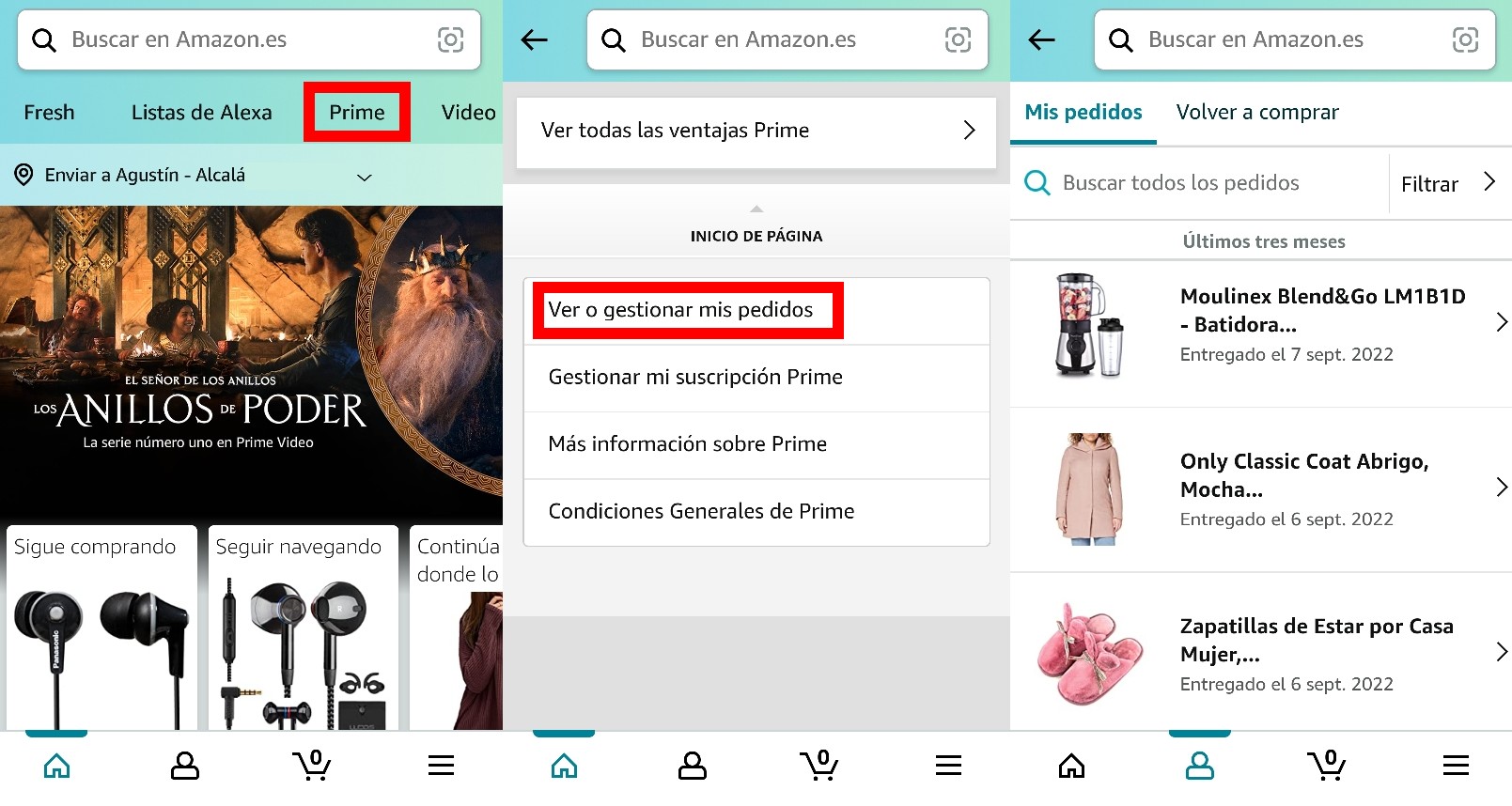 Cómo ver mis compras en Amazon Prime
