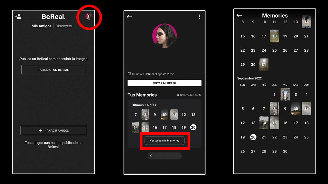 Cómo volver a ver mis momentos compartidos en BeReal