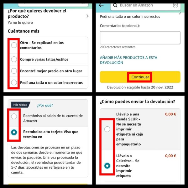 Cómo devolver un producto en Amazon desde el móvil