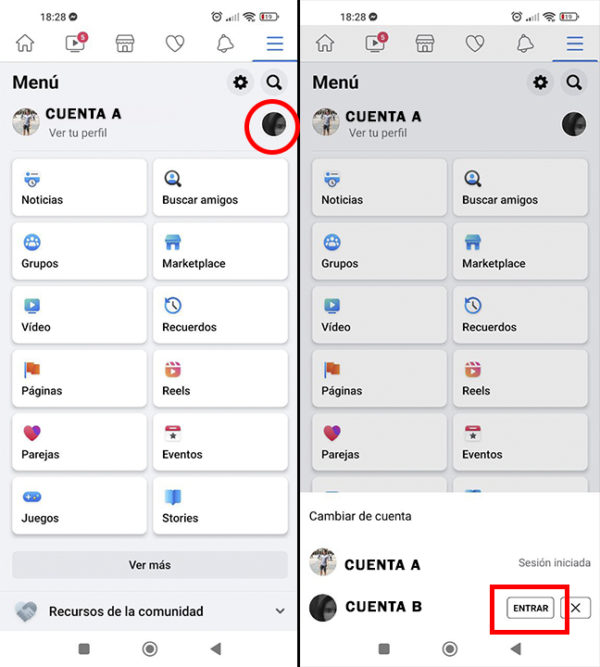 Cómo iniciar sesión en otra cuenta de Facebook