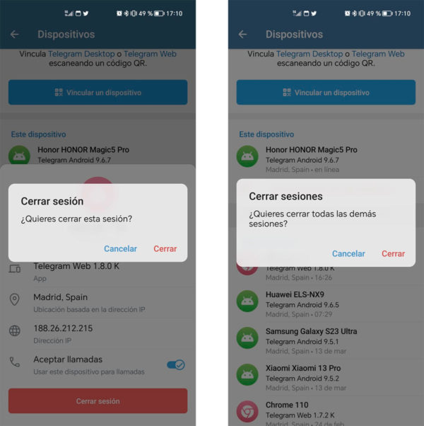 Cómo cerrar sesión de Telegram en el ordenador