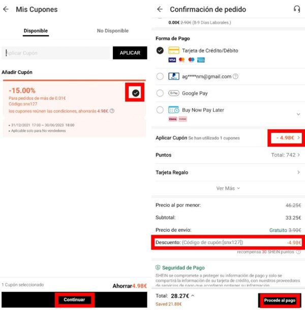 Códigos para conseguir envío gratis en Shein