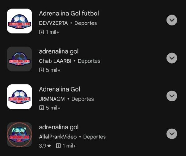 Cuidado al descargar la APK de Adrenalina Gol desde Google Play Store: es un timo