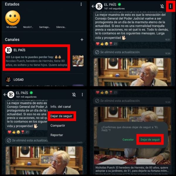 Cómo volver a ver los Estados de WhatsApp en grande en lugar de los Canales