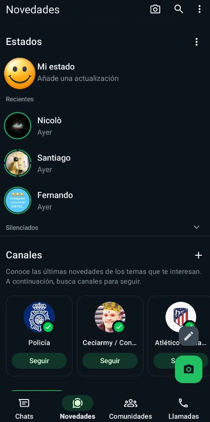 Cómo volver a ver los Estados de WhatsApp en grande en lugar de los Canales