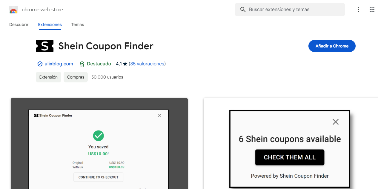 Cómo funciona el Coupon Finder de Shein