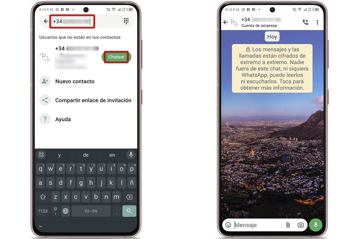 Cómo enviar un mensaje de WhatsApp a un número que no está en la agenda
