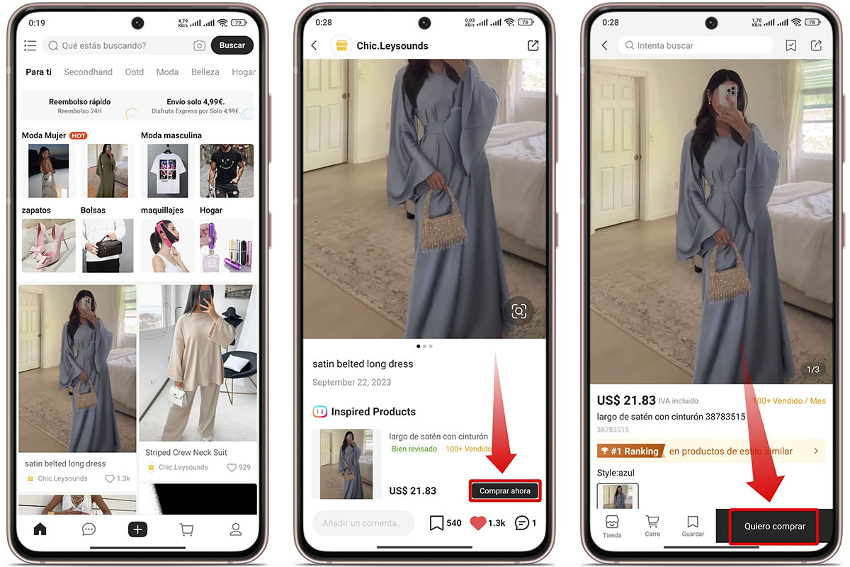 Cómo funciona Hacoo Saramart para comprar ropa barata desde el móvil