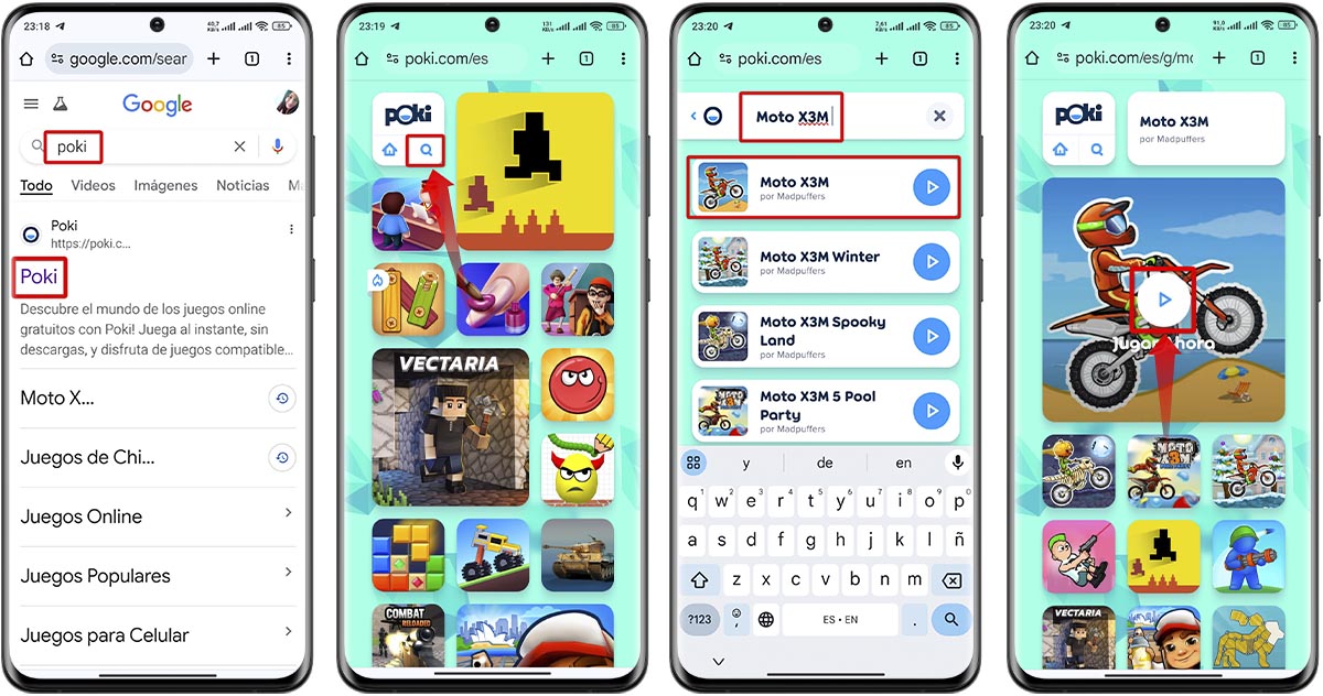 Cómo jugar a Moto X3M Bike Race en Poki gratis desde el móvil