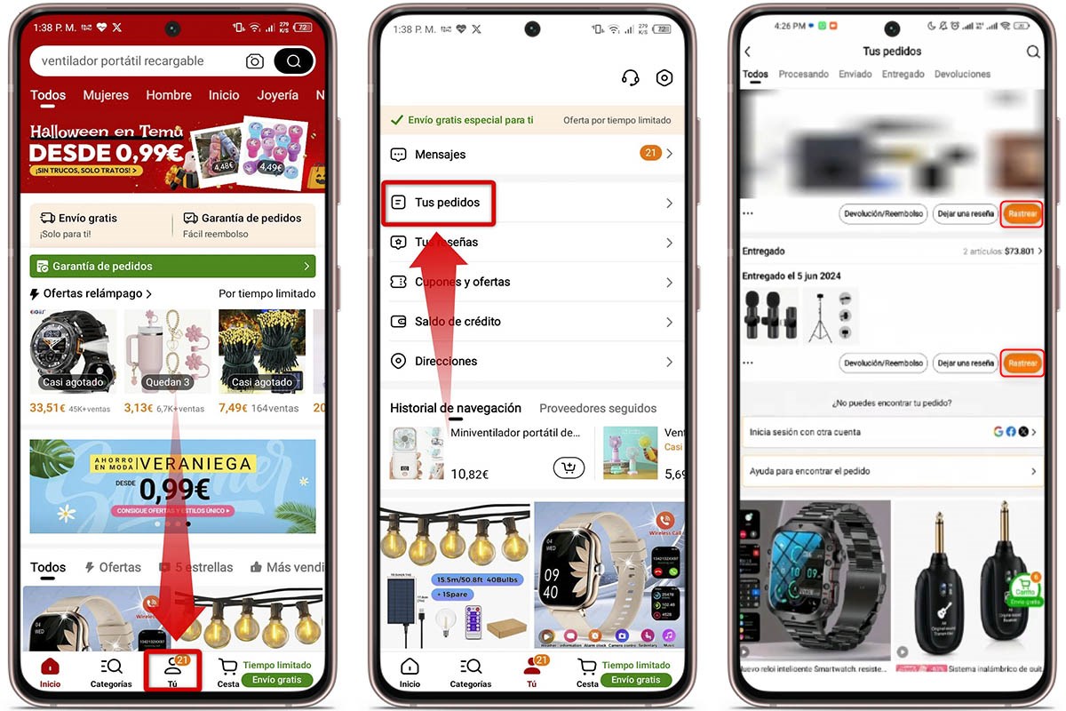 Cómo saber cuándo llega mi pedido de Temu
