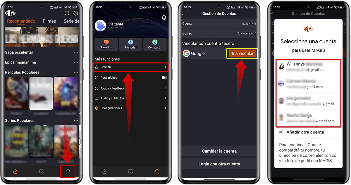 Cómo vincular mi cuenta de Google en Magis TV