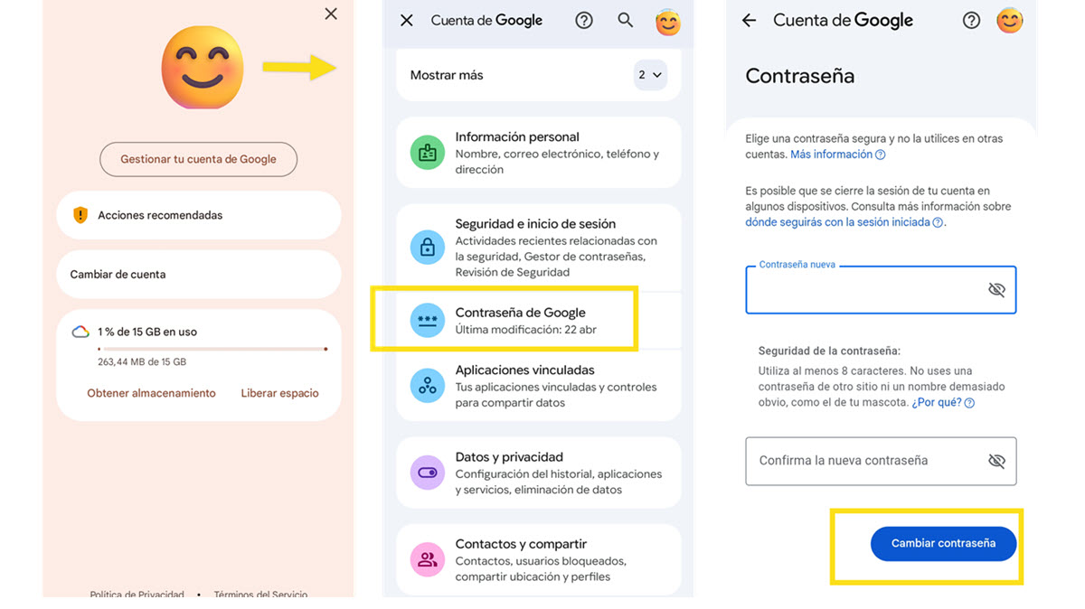 Cómo cambiar la contraseña de Gmail en 2026 en el móvil: guía paso a paso
